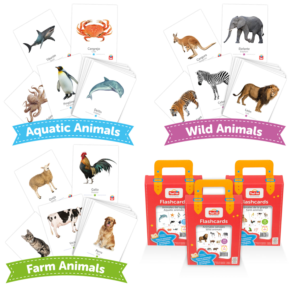 Combo Flash Cards de Animales x 3 (3 Pack) – Tool-be